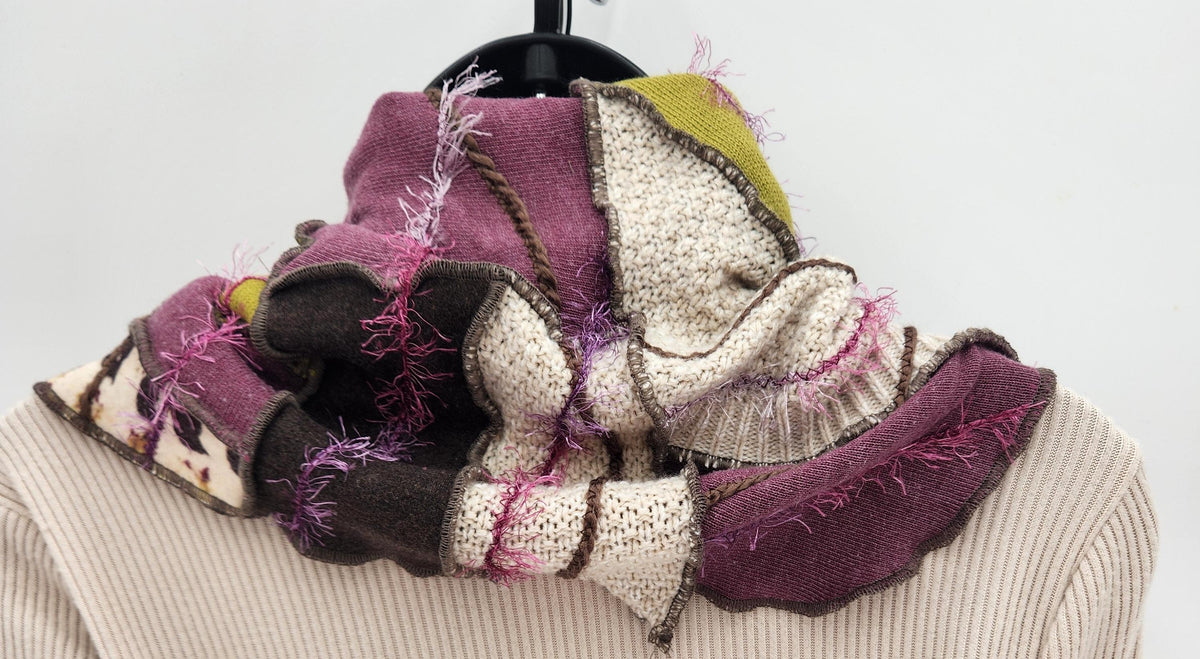 upcycled scarf, handmade scarf, womens scarf, recycled scarf ...